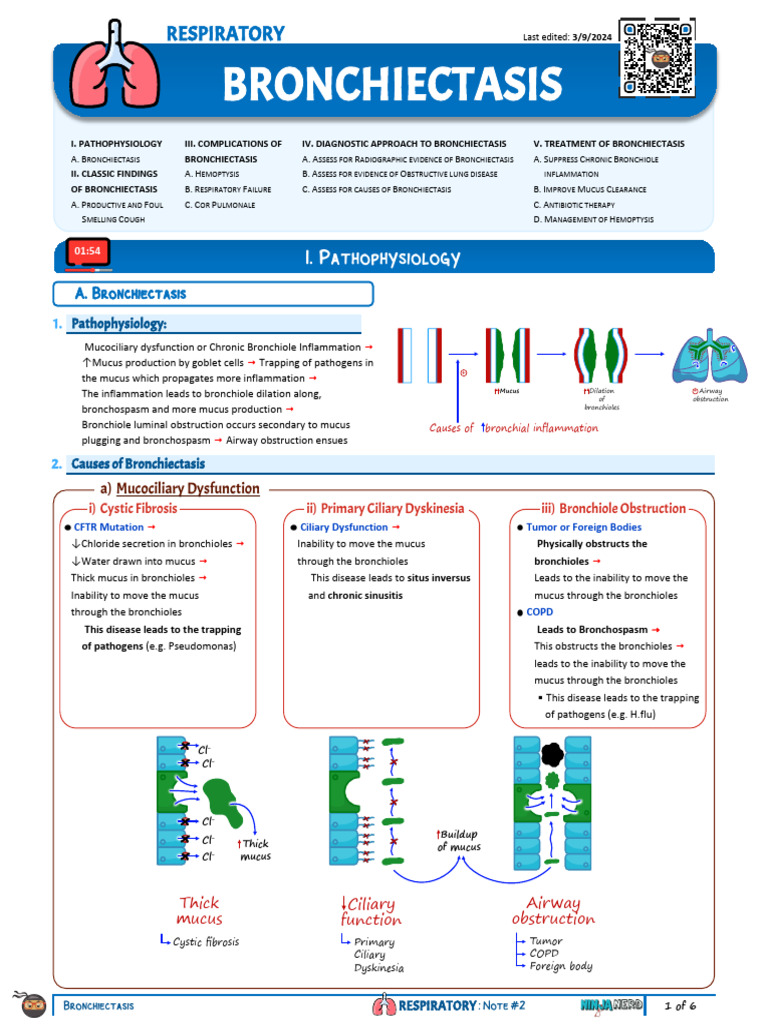 2• Bronchiectasis [Notes] | PDF | Mucus | Respiratory Tract