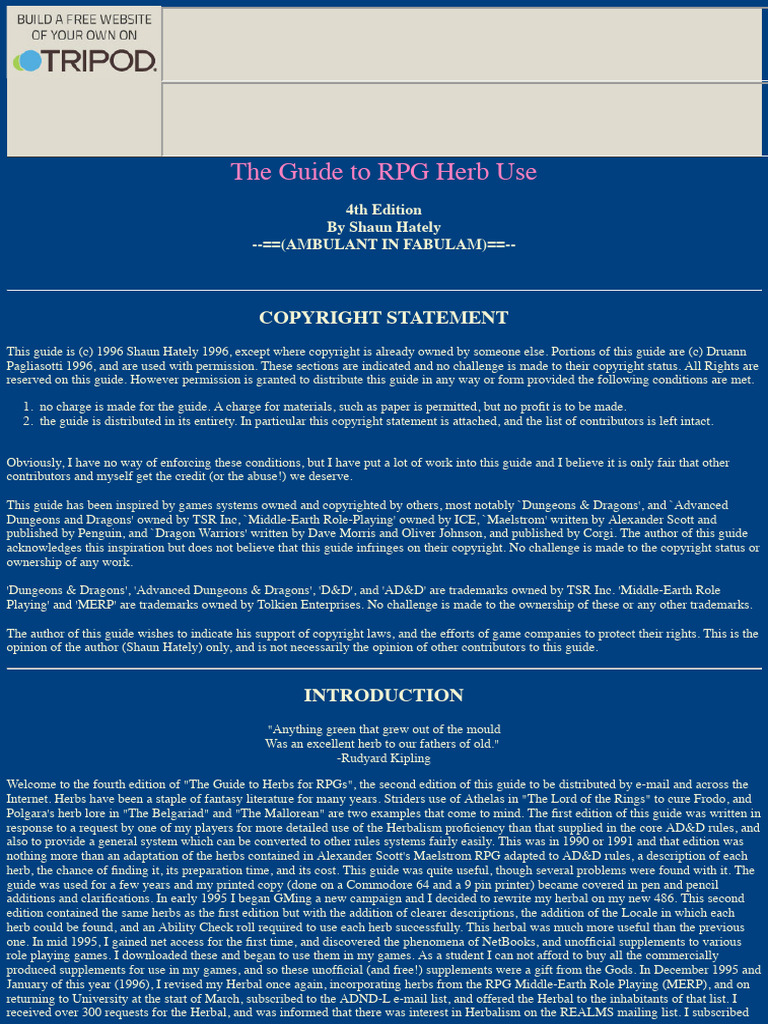 The Guide To RPG Herb Use | PDF | Copyright | Flowers
