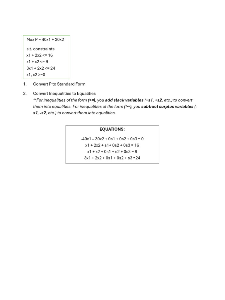 Steps in The Simplex Method | PDF | Mathematics | Numerical Analysis
