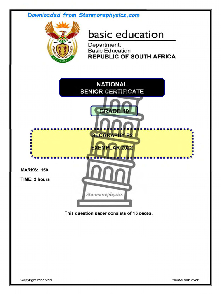 Exemplar Geography Grade 10 2022 P2 and Memo | PDF