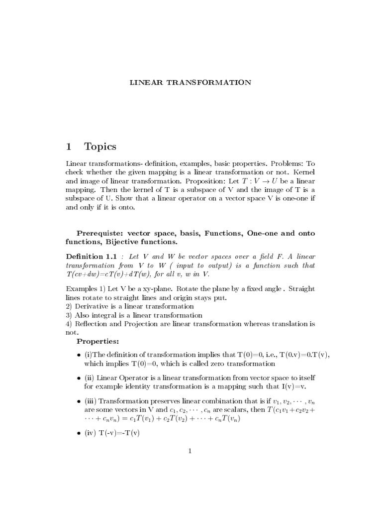 Linear Transformations | PDF | Linear Map | Vector Space