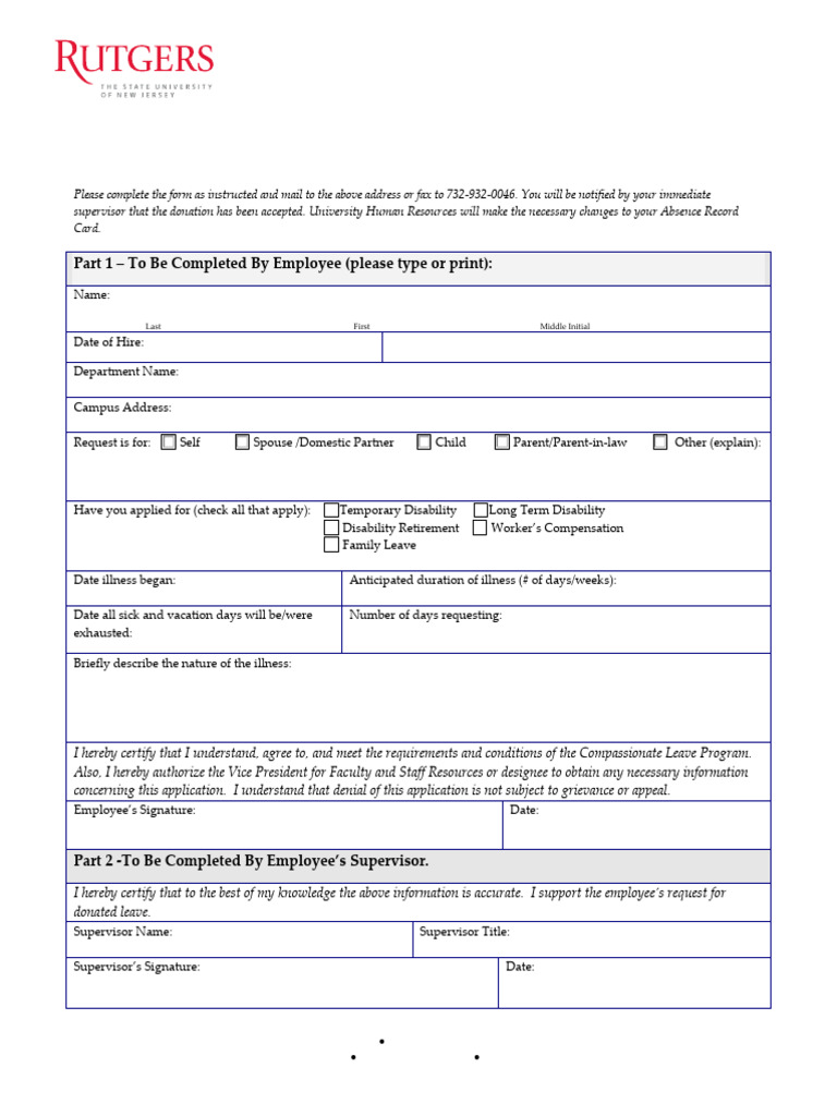 Compassionate Leave Application Form | PDF | Employment | Human Resources