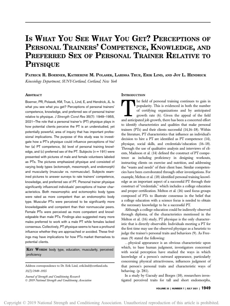 Is What You See What You Get Perceptions Of.21 | PDF | Physical Fitness ...