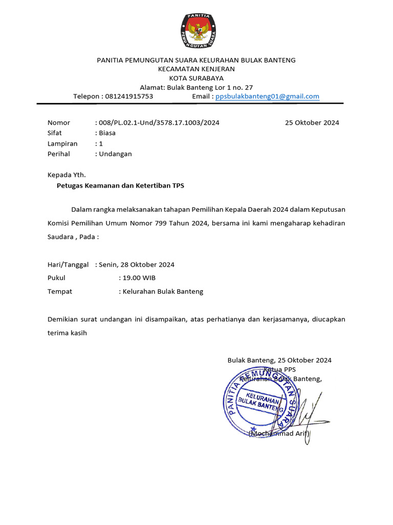 UNDANGAN PAM TPS Fix | PDF