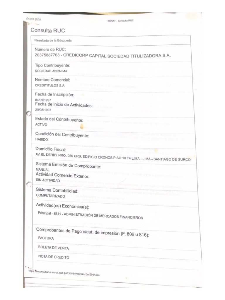 SUNAT - Consulta RUC | PDF