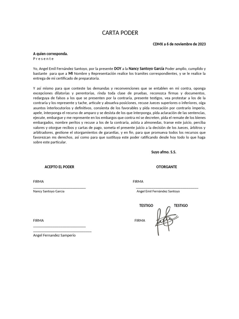 Carta Poder para Trámites Legales | PDF