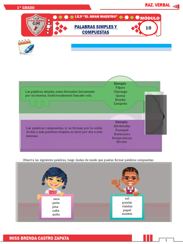 Módulo 19 Palabras Simples y Compuestas | PDF