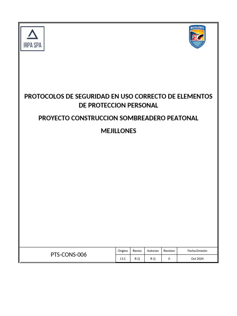 Protocolo Seguridad EPP Construcción | PDF | Oxígeno | ruido