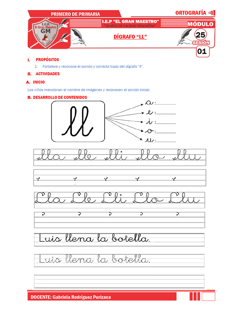 Sesión 28 Dígrafo LL | PDF | Estudios de idiomas extranjeros