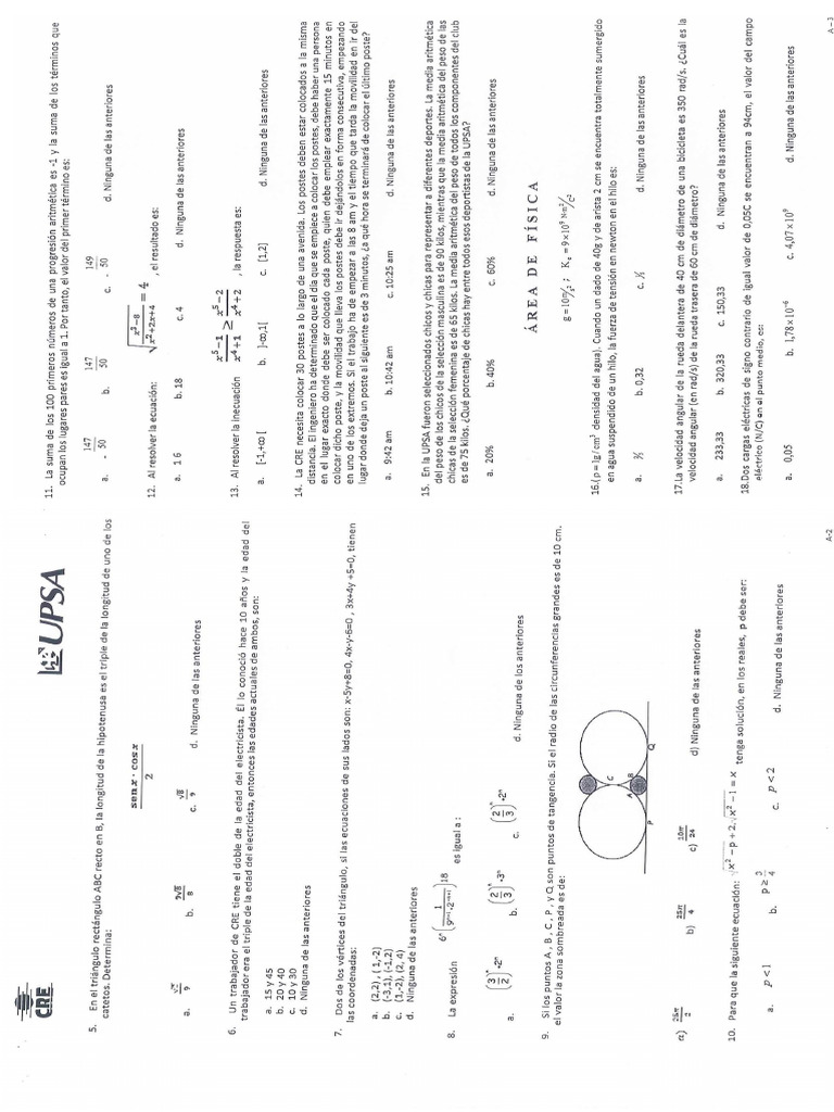 Examen Upsa 2023 | PDF