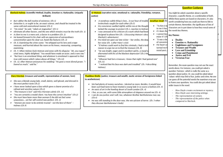 The Sign of The Four Key Quotes | PDF | The Sign Of The Four | Sherlock ...