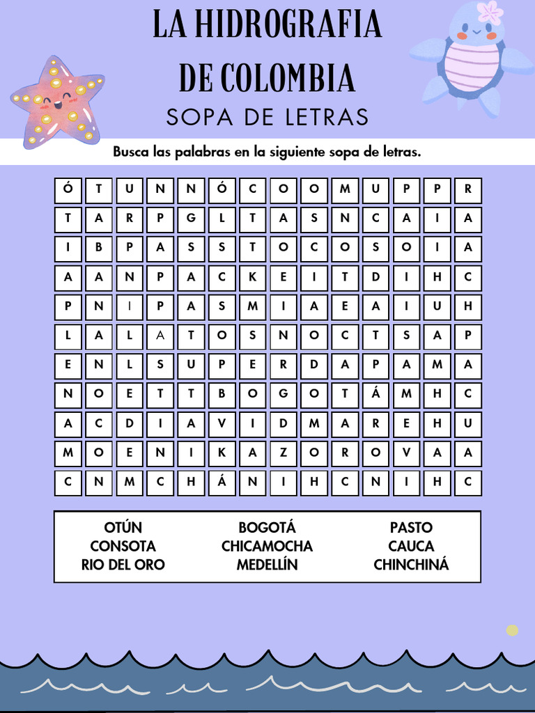 Sopa de Letras: Nombres de Ciudades | PDF