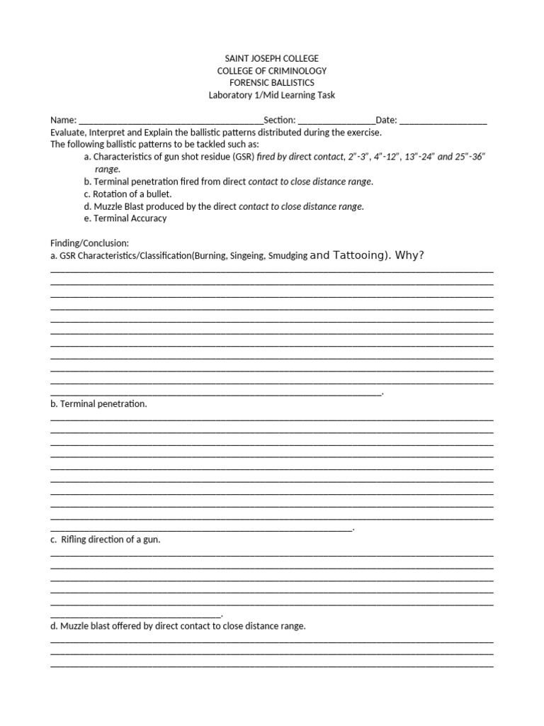 Forensic Ballistics Lab Evaluation Guide | PDF | Ammunition | Projectiles