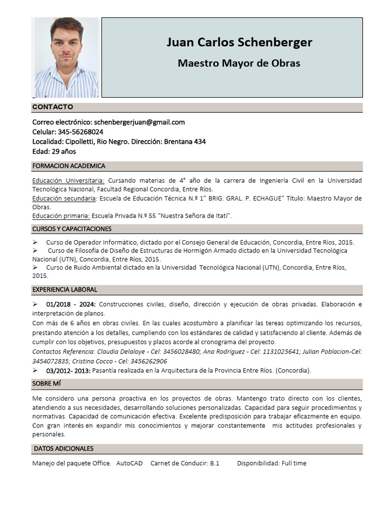 CV. MMO. Schenberger Juan Carlos | PDF | Crecimiento personal y profesional