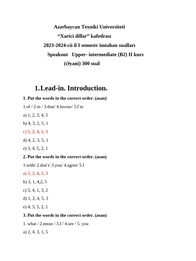 Imtahan Suallari Upper 300 Rest | PDF | Cost Of Living | Grammar