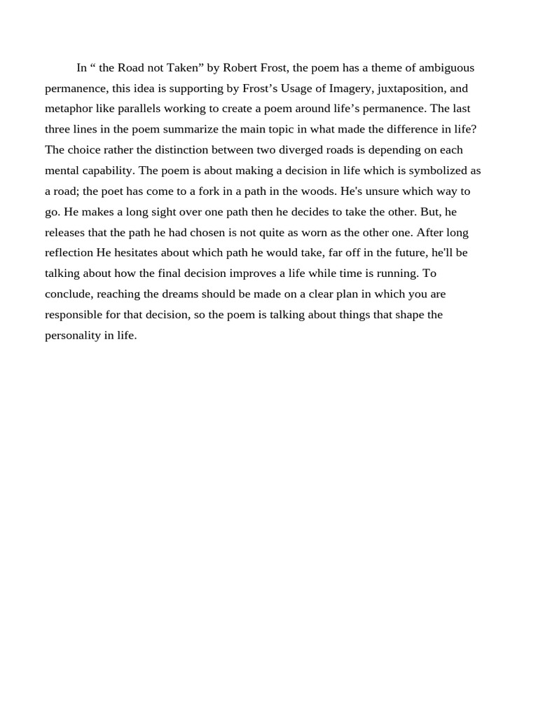 About The Poem The Road Not Taken Ok | PDF