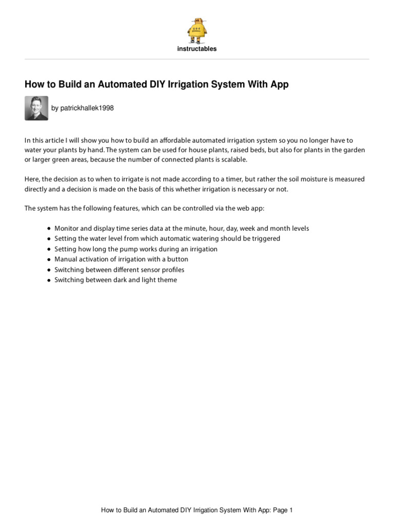 DIY Smart Irrigation Guide | PDF | Irrigation | Computer Engineering