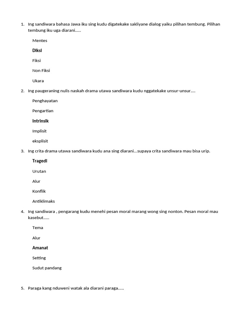 Soal BJ 12 Sem 1 2024 | PDF