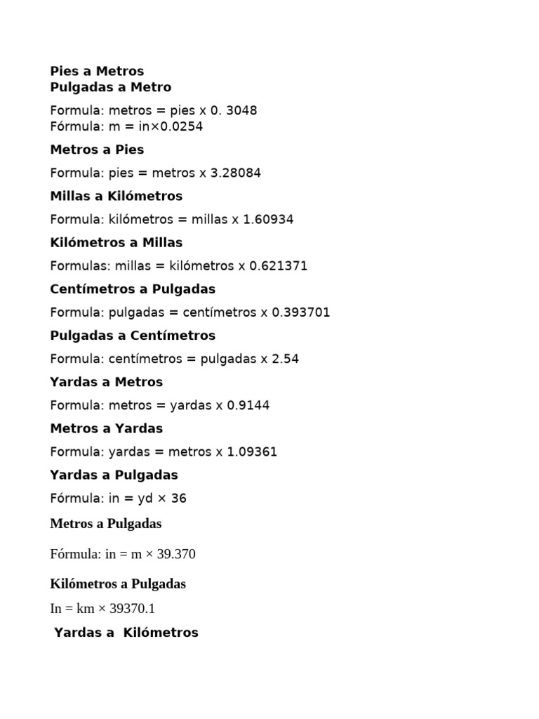 Pies A Metros Pulgadas A Metro | PDF
