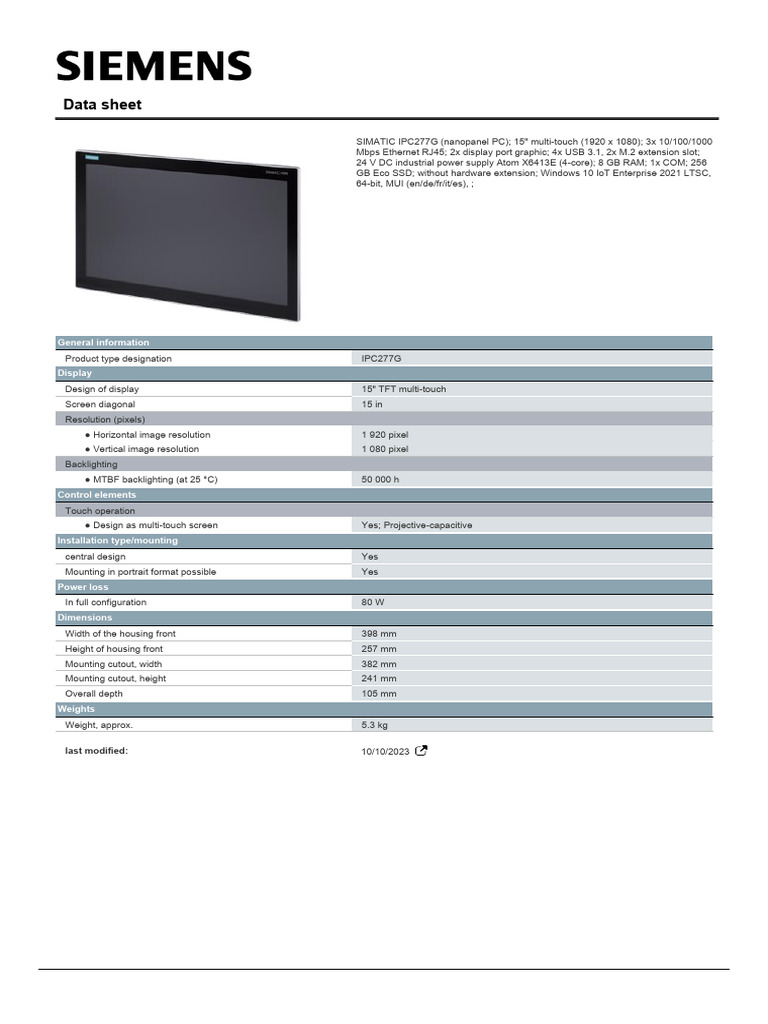 Siemens IPC277G | PDF