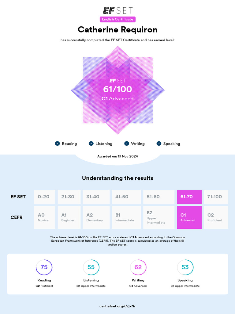 EF SET Certificate | PDF