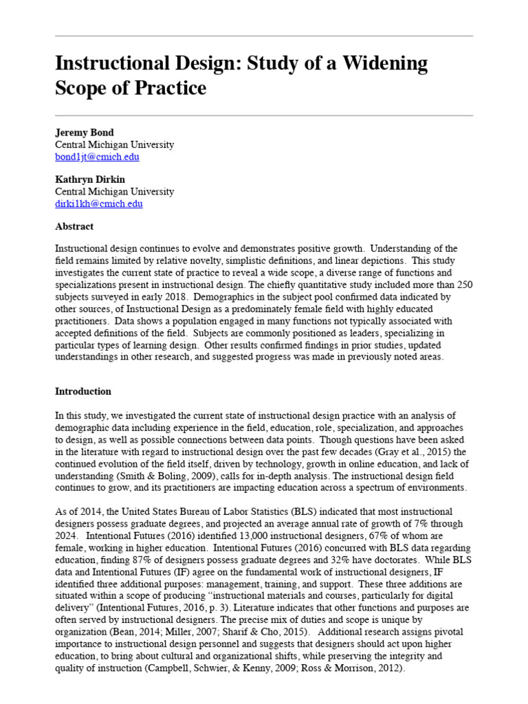 Bond 2014 Instructional Design Study of A Widening Scope | PDF ...