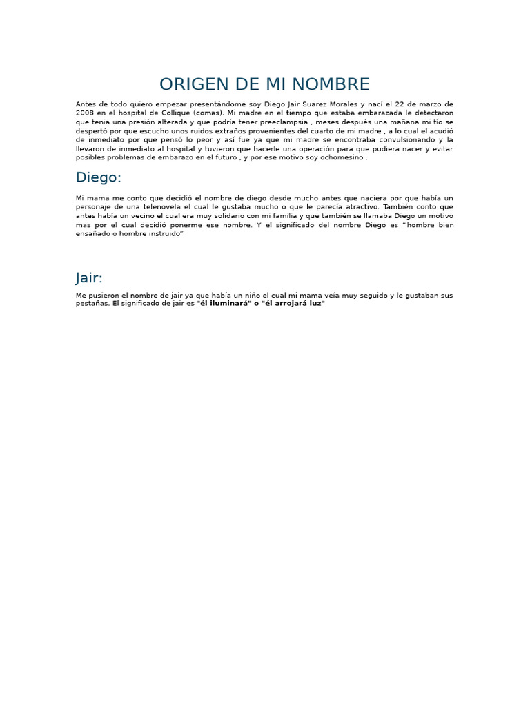 Historia de Mi Nombre | PDF | Relaciones personales, crianza y ...