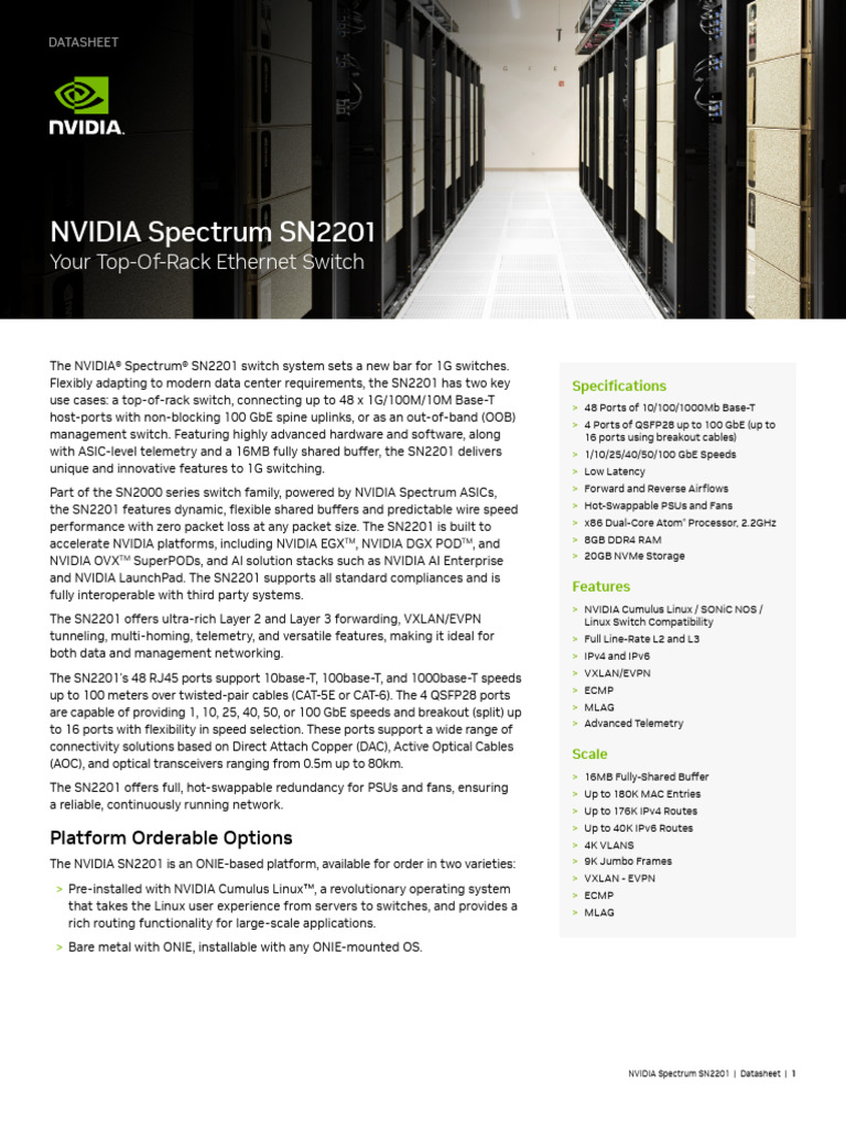 Ethernet Switches New Product Brief sn2201 2258470 | PDF | Computer ...