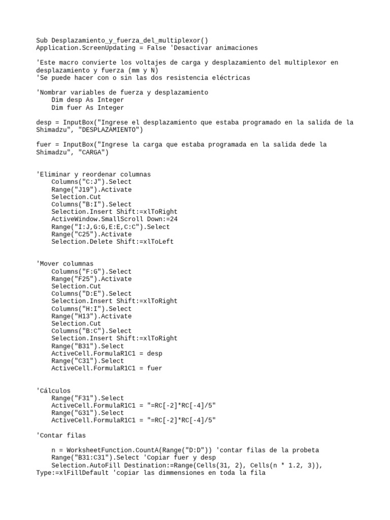 Desplazamiento y Fuerzas Del Multiplexor | PDF