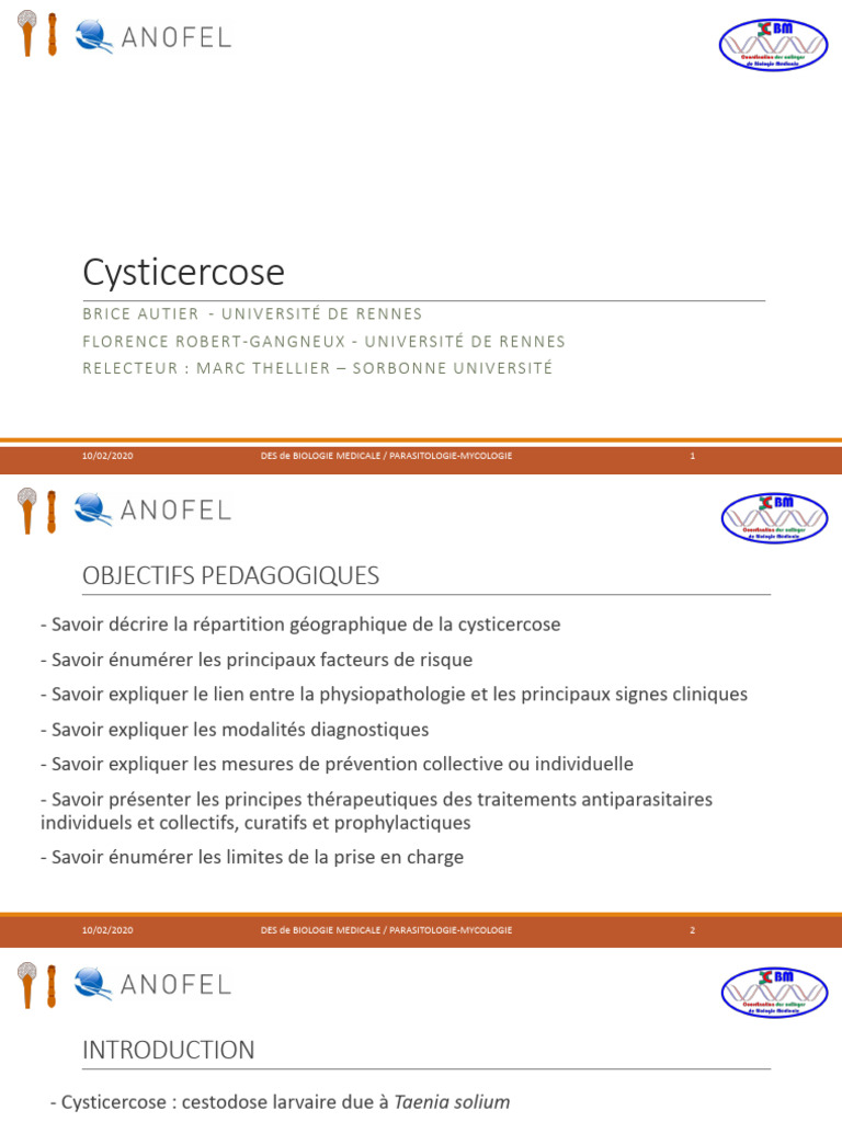 Cysticercose | PDF | Sciences de la santé | Médecine