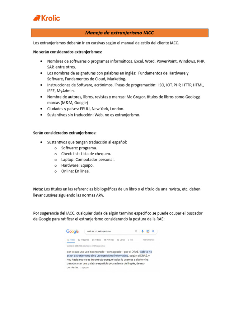 Manejo de Extranjerismo IACC | PDF