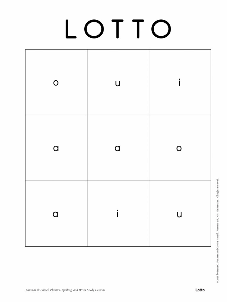 Lotto Cards AEIOU | PDF | Writing | Learning