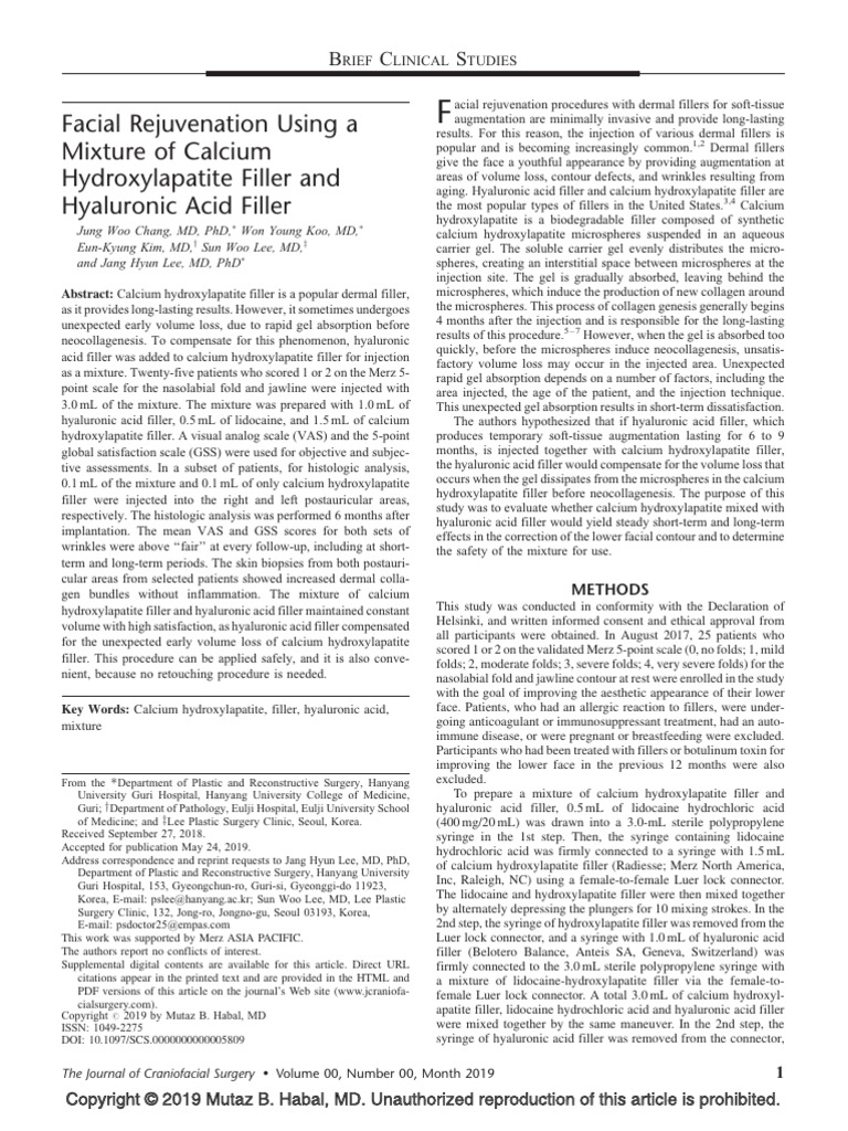 N.5-Facial Rejuvenation Using A Mixture of Calcium Hydroxylapatite ...