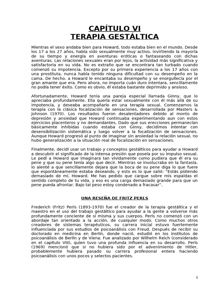 CAPÍTULO IV T. Gestáltica | PDF | Terapia Gestalt | Psicoanálisis