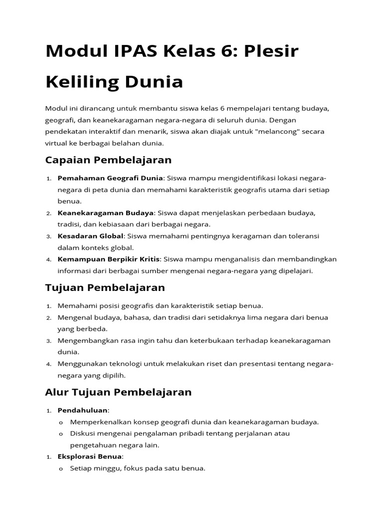 Modul IPAS Kelas 6 Plesir Keliling Dunia - 20241114 - 175831 - 0000 | PDF | Karier ...