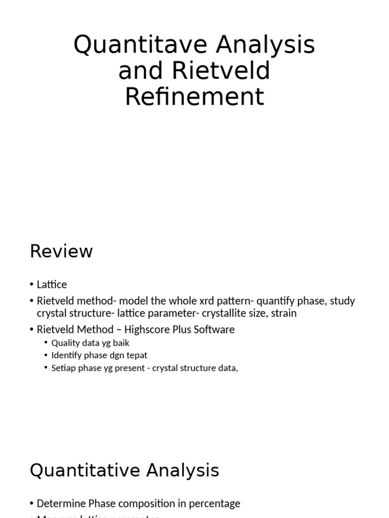 Rietveld Refinement & Analysis Guide | PDF | Crystal Structure | Condensed Matter Physics