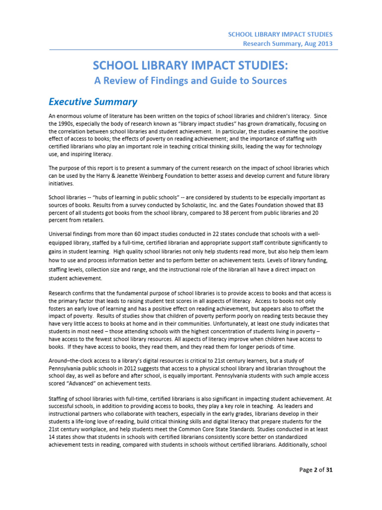 School Library Impact on Student Success | PDF | School Library | Libraries