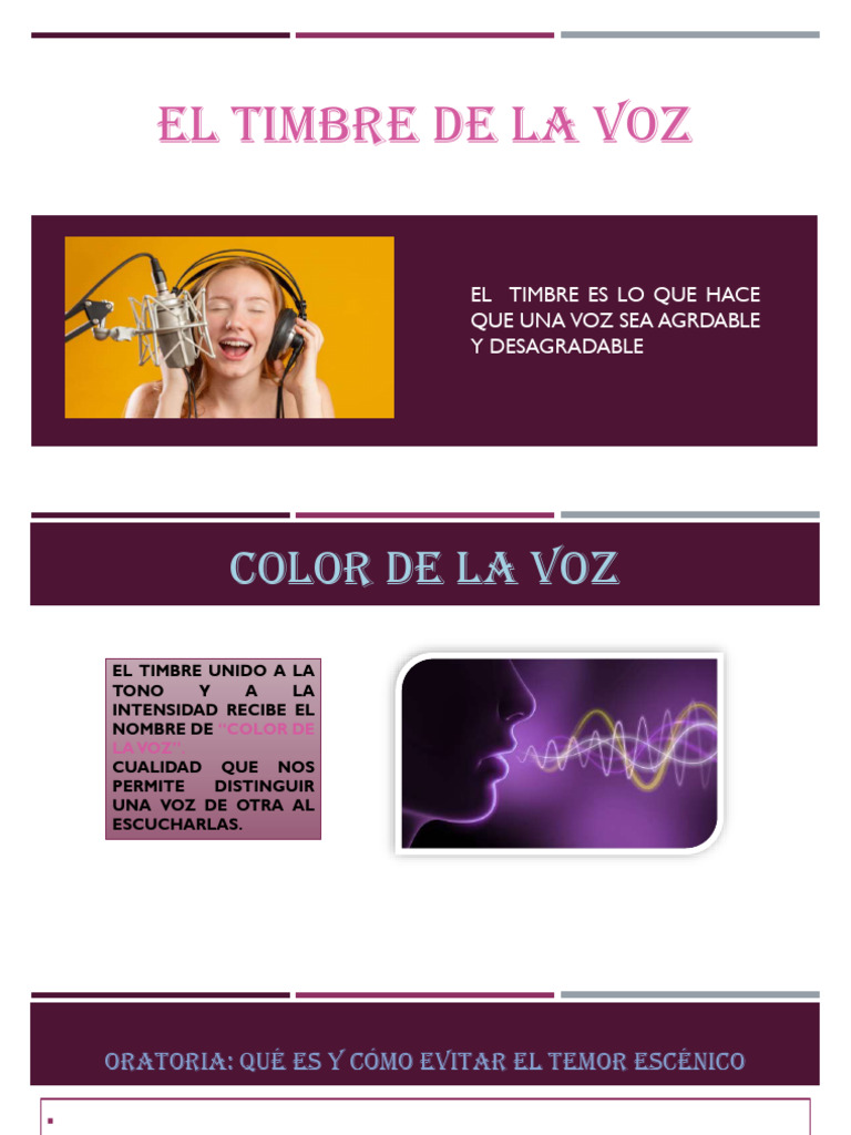EL TIMBRE DE LA VOZ y Tono | PDF | Hablar en público | Temor