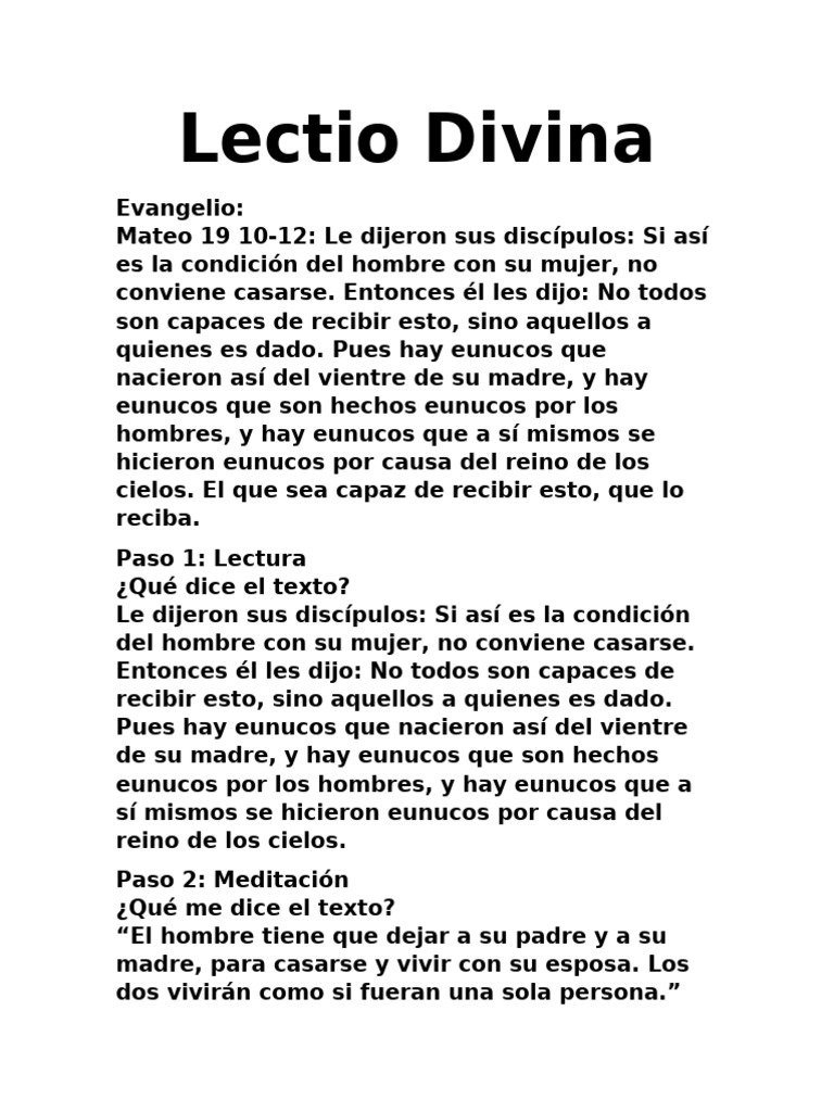 Lectio Divina | PDF | Religión y espiritualidad