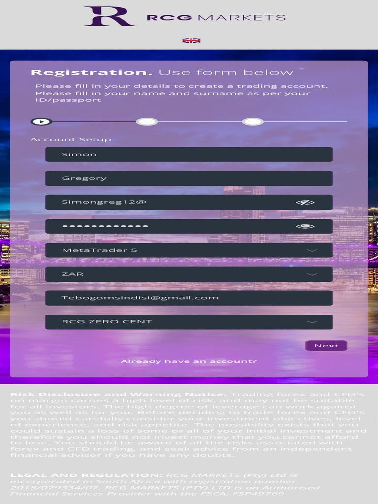 RCG MARKETS Registe | PDF