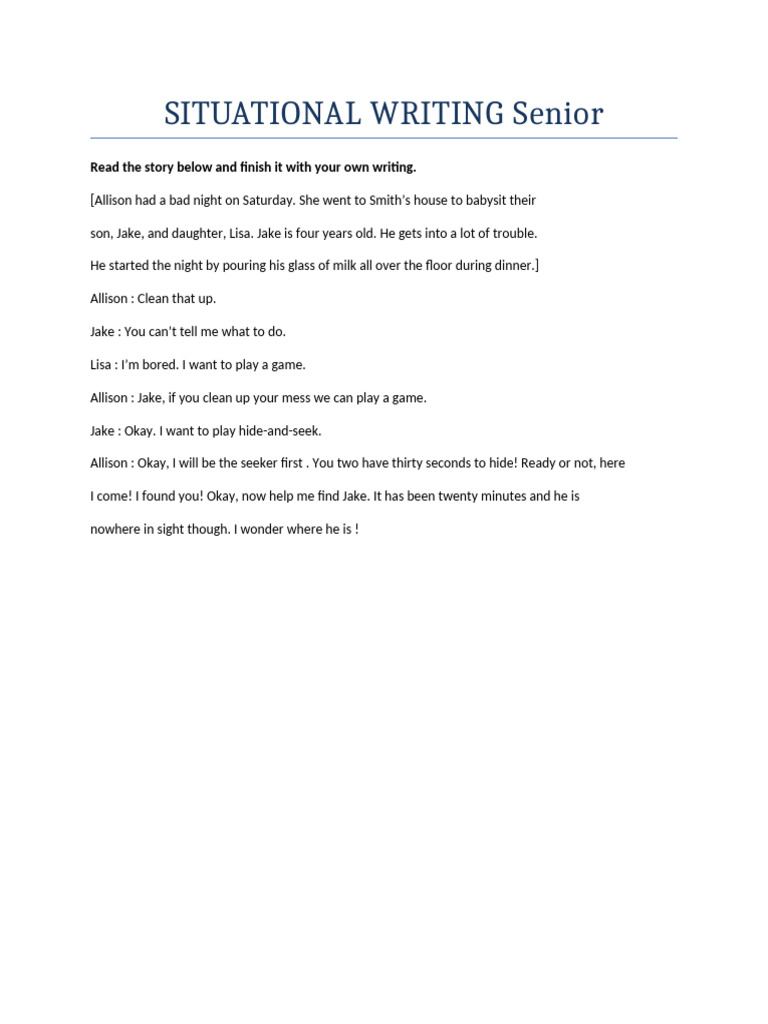Situational Writing Senior | PDF