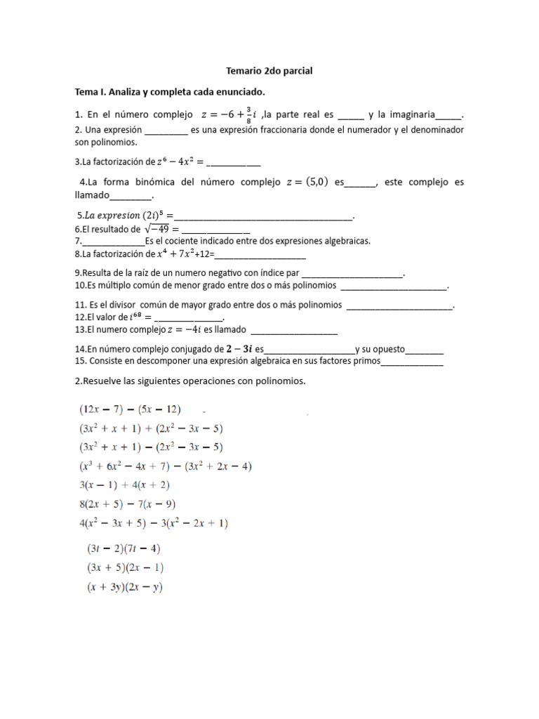 Temario 2do Parcial Mat014 | PDF