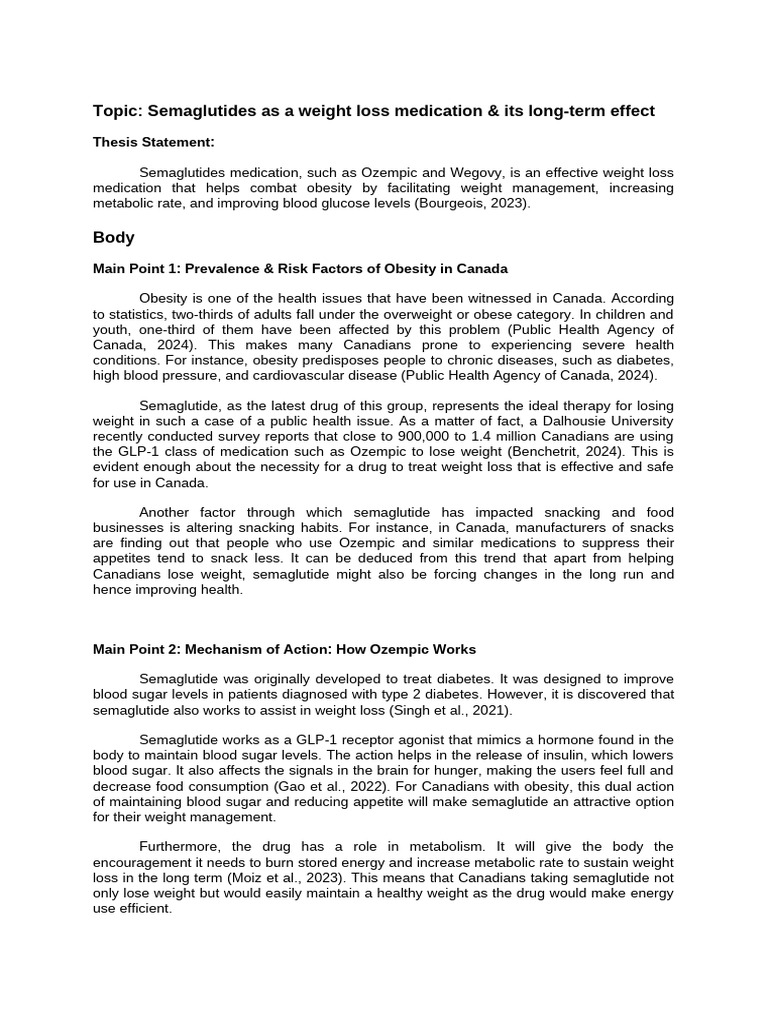 Thesis Statement | PDF | Weight Loss | Obesity