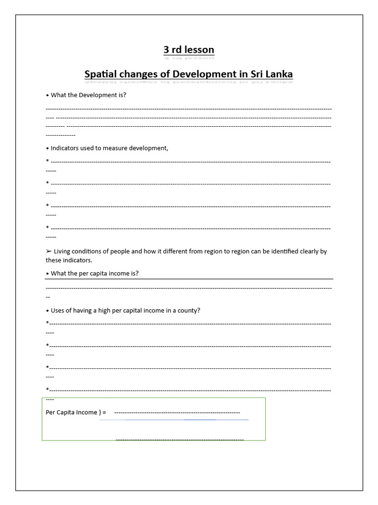 3 RD Lesson Spatial Changes of Development in Sri Lanka | PDF | Sri ...