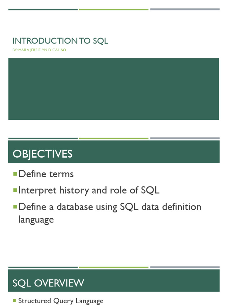 Introduction to SQL | PDF | Sql | Relational Database Introduction to SQL | PDF | Sql | Relational Database