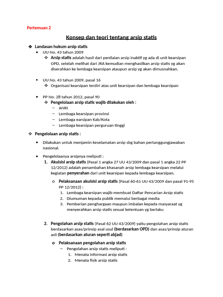 Per2 - Konsep Dan Teori Tentang Arsip Statis | PDF