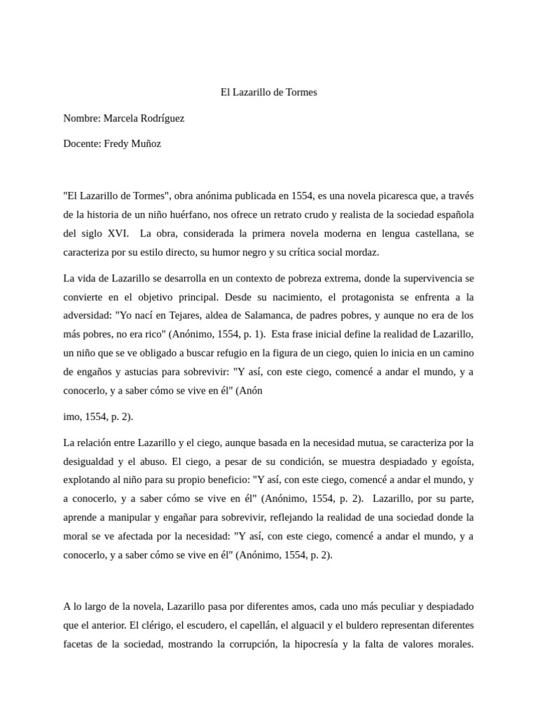 El Lazarillo de Tormes | PDF