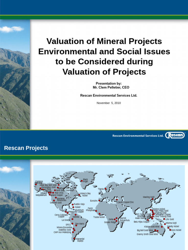 Valuation of Mineral Projects Environmental and Social Issues Considered During Valuation of ...