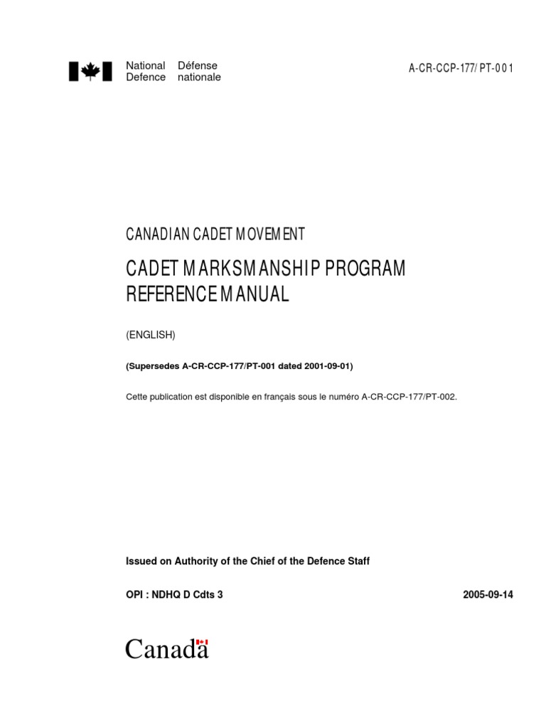 Canada: Cadet Marksmanship Program Reference Manual | PDF