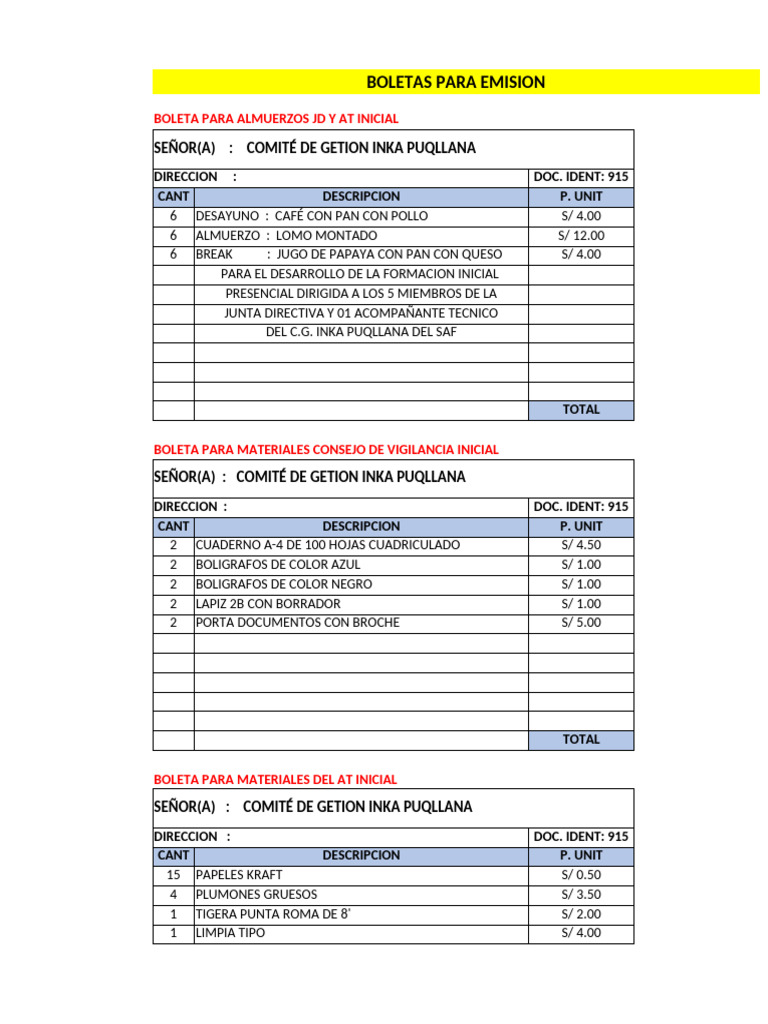 Modelos para Girar Boletas | PDF | Comida | Cocina